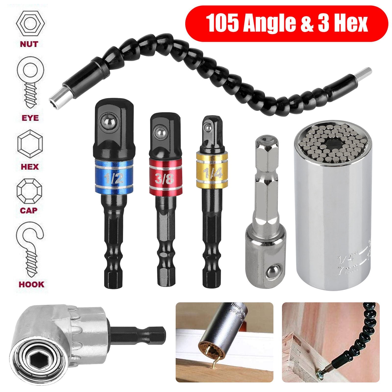 Universal Socket Grip Ratchet Wrench Power Drill Adapter – EEEKit